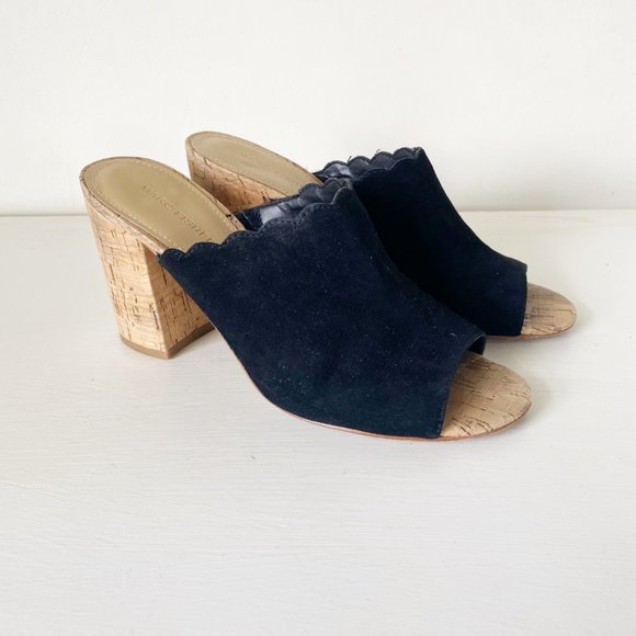 Marc Fisher | Shoes | Marc Fisher Pomme Black Leather Suede Mule Block ...
